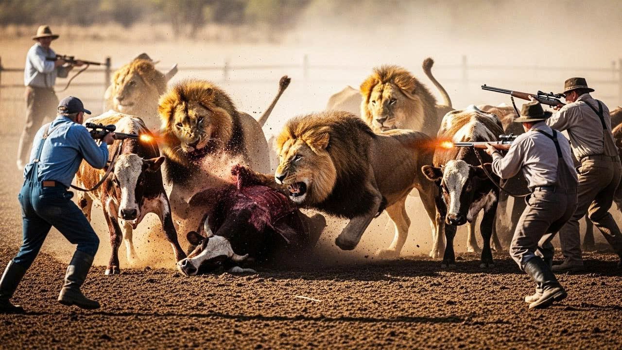 Lion Approaches Farm - Most Violent Attack - Farmers Fight Back With ...