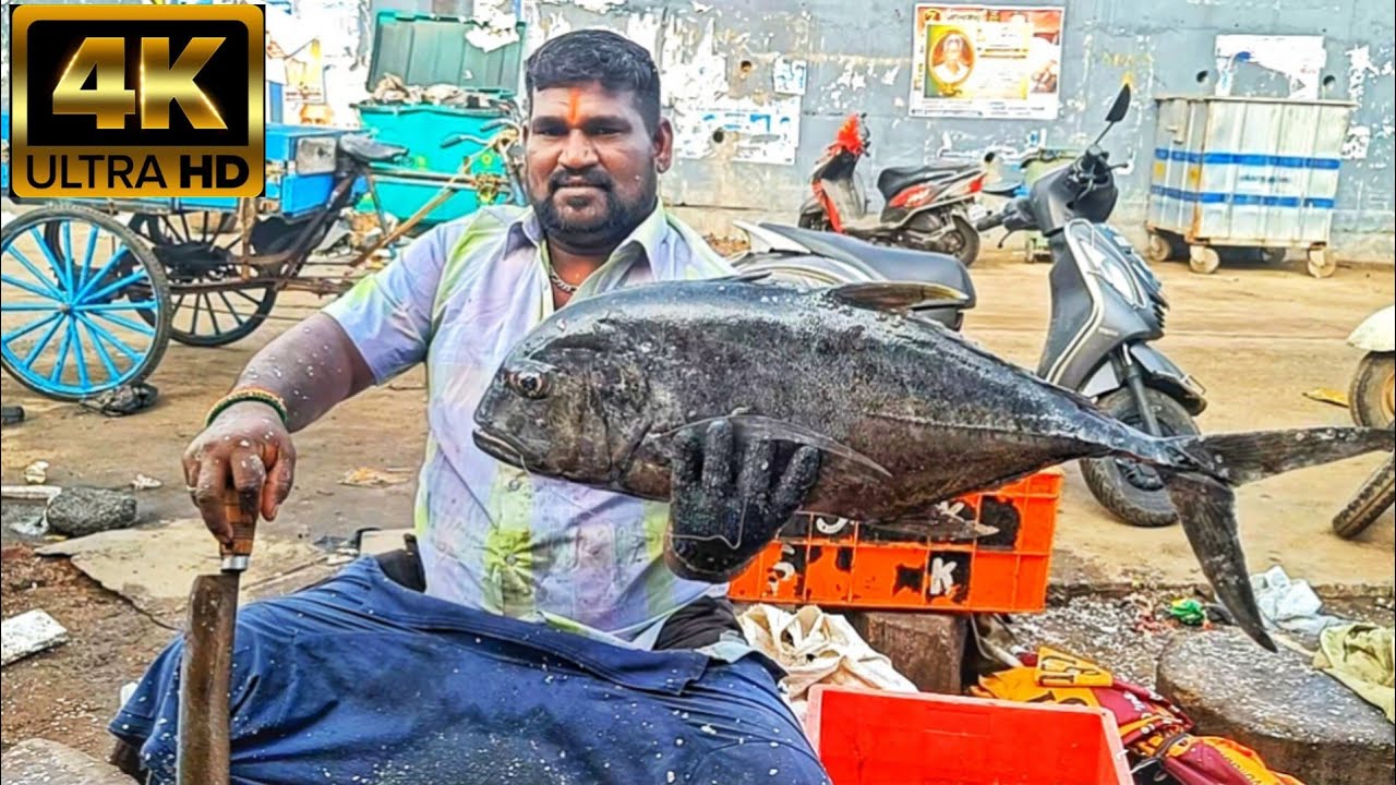 KASIMEDU GOVIND||KARIMUCHI PARAI FISH CUTTING|| IN KASIMEDU ...