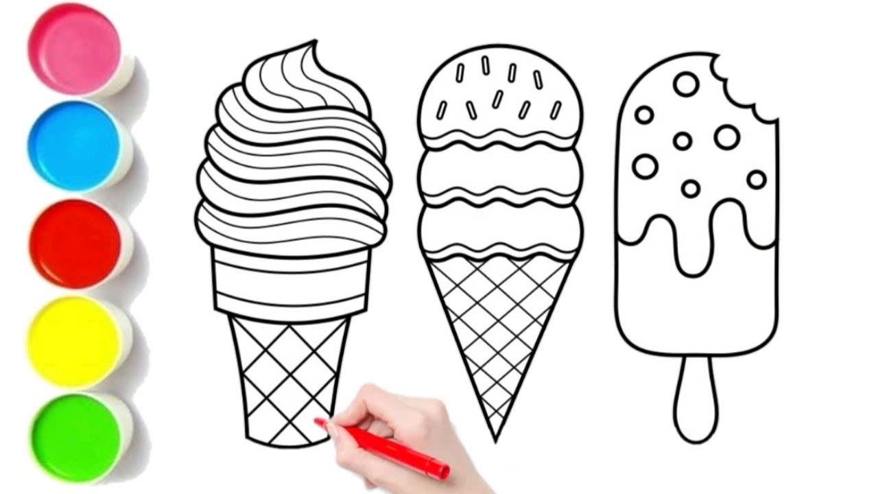 Ice cream Drawing and coloring for kids. - YouTube