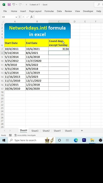 Use of Networkdays.intl formula in Excel 🔥|#excel #exceltips #microsoftexcel #exceltutorial # ...