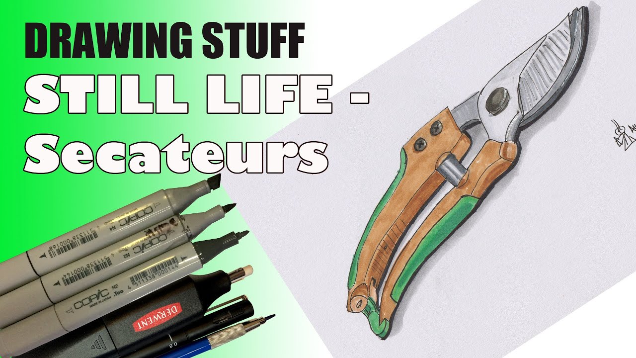 Drawing Stuff...#Stilllife of Secateurs - YouTube
