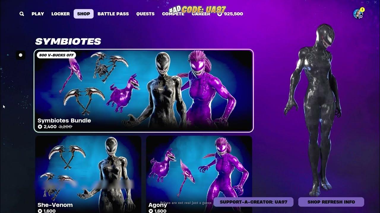 NEW She-Venom and Agony Skin Fortnite! - YouTube