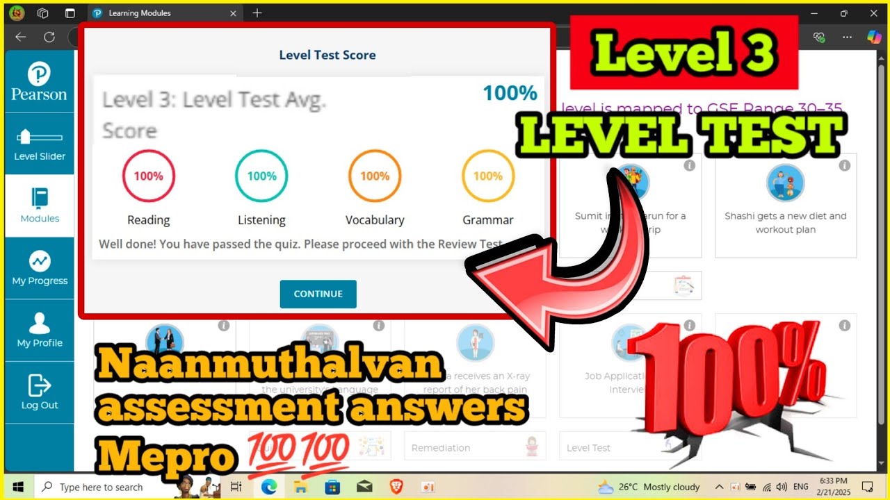 Level 3( Level Test ) Mepro 1st Year Naanmuthalvan Assessment Answers💯 ...
