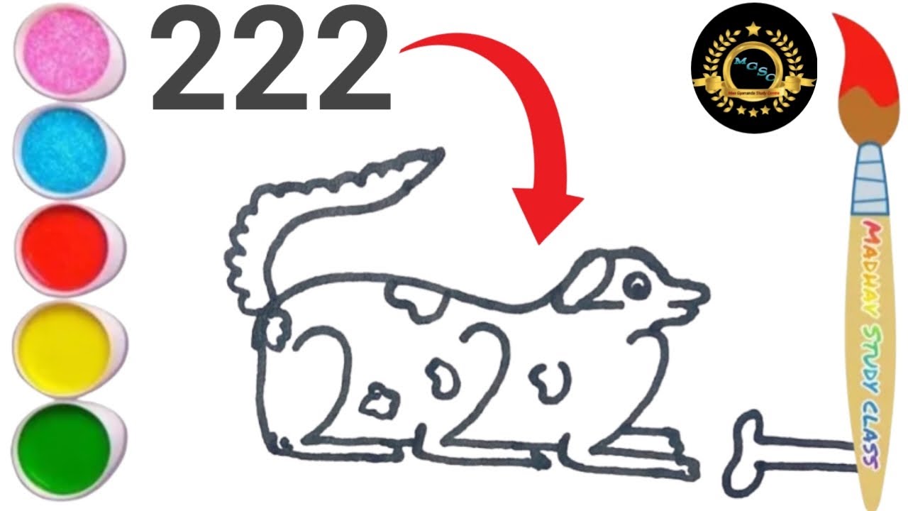 How to draw dog drawing for 222 number l dog sketch l simple dog ...