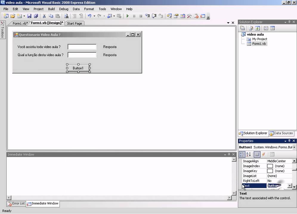 Criando Questionario Em VB.NET - YouTube