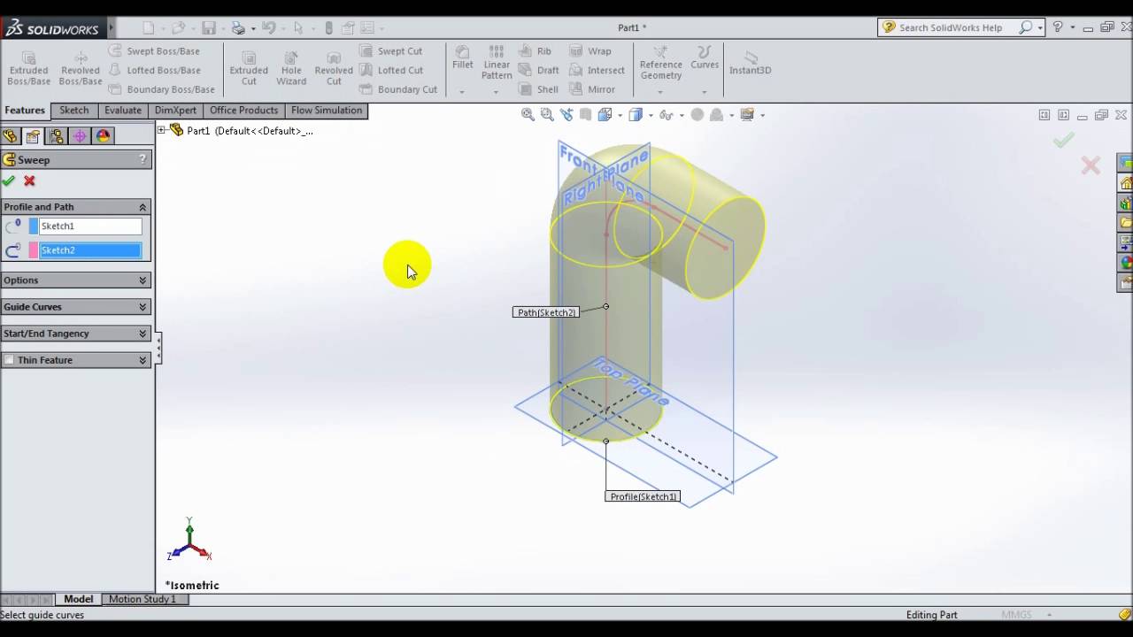 1.2 Making bend pipe model for flow simulation in solidworks 2014 - YouTube