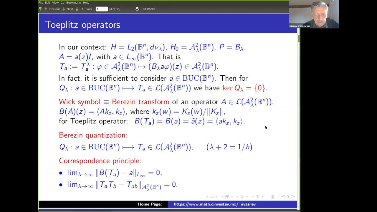 Toeplitz operators on the Bergman spaces - YouTube