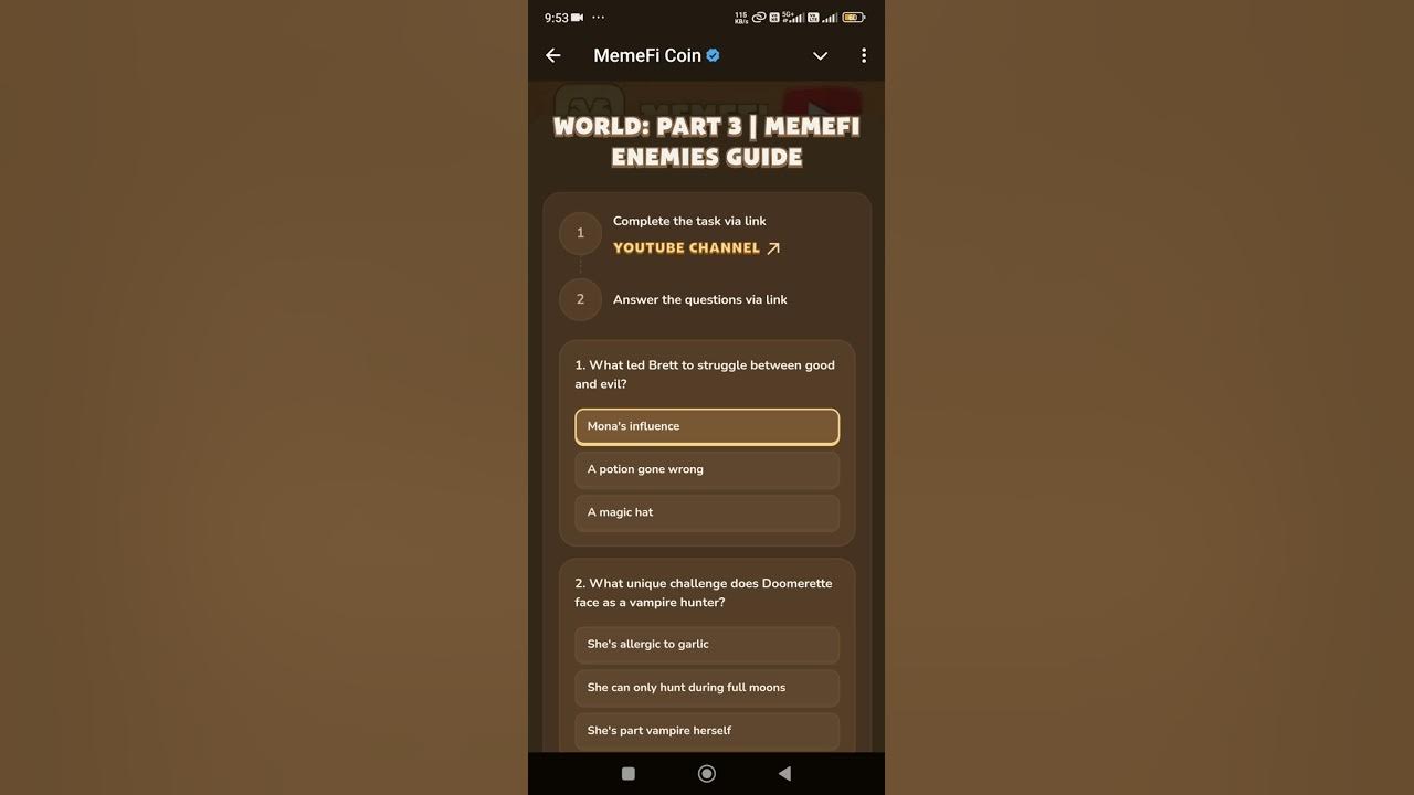 Enemies of the MemeFi World: Part 3 | MemeFi Enemies Guide Video Answer | Memefi Video Answer ...