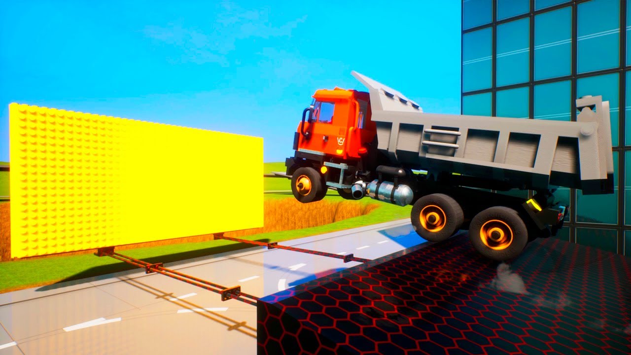 Jump Lego Car on Ramp With Explosive Wall - Brick Rigs - YouTube