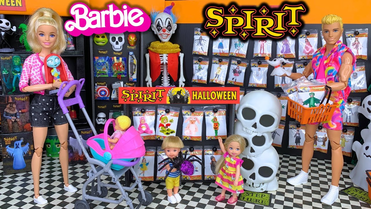Barbie & Ken Doll Family Spirit Halloween Shopping Story - YouTube