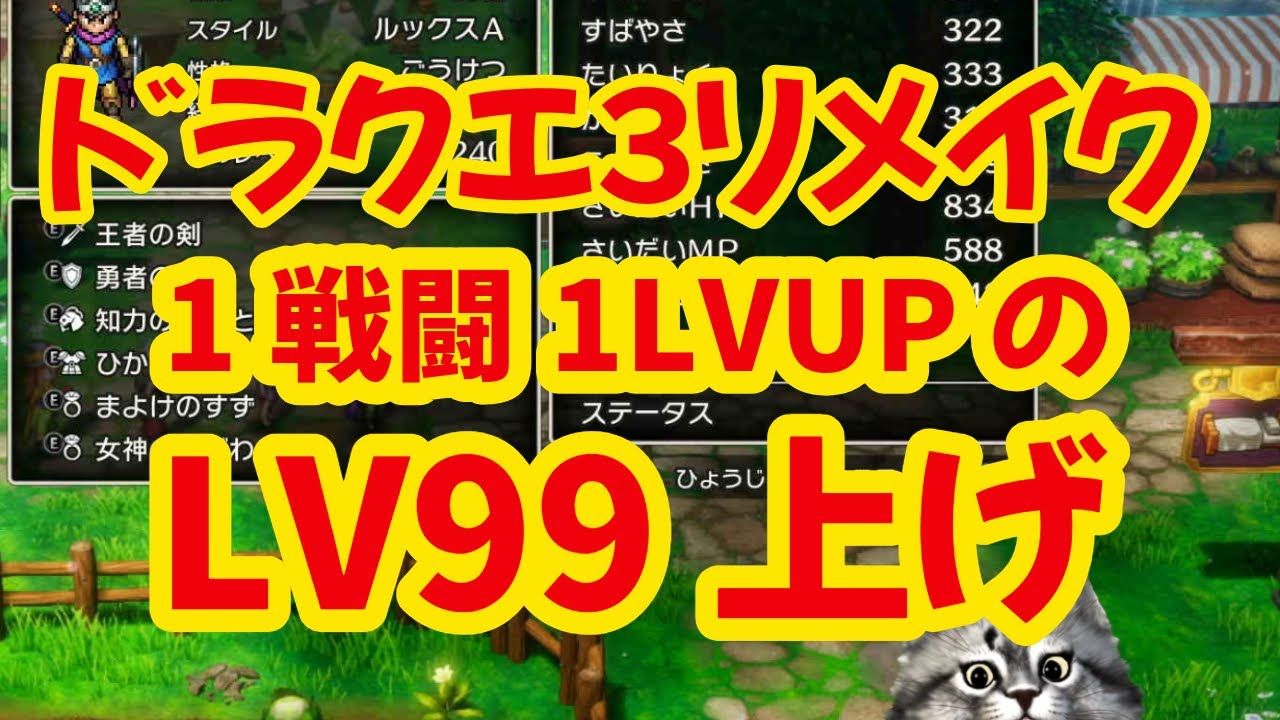 【ドラクエ3 HD-2Dリメイク】1戦闘1Lvupの修行場でLv99上げ - YouTube