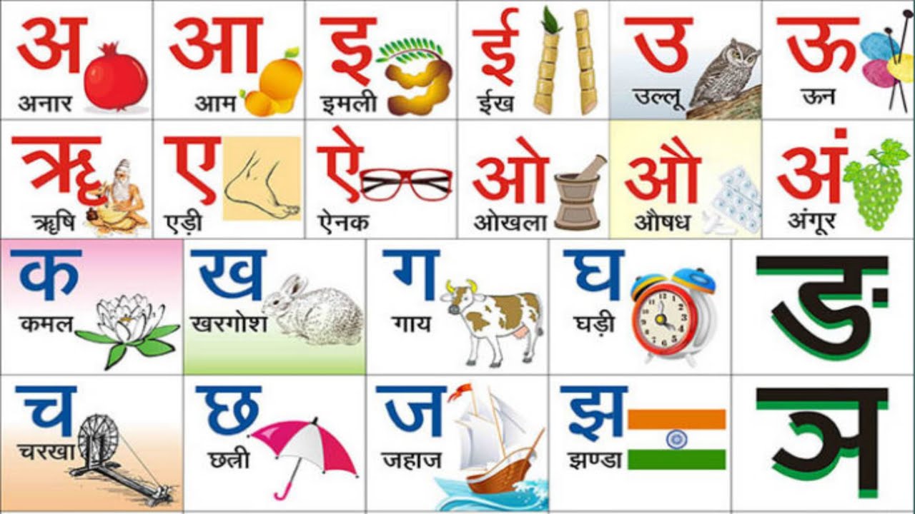 अ से अनार आ से आम,आ इ ई उ ऊ ए ऐ ओ औ, rhymes,a se gya tak,सचित्र, hindi ...