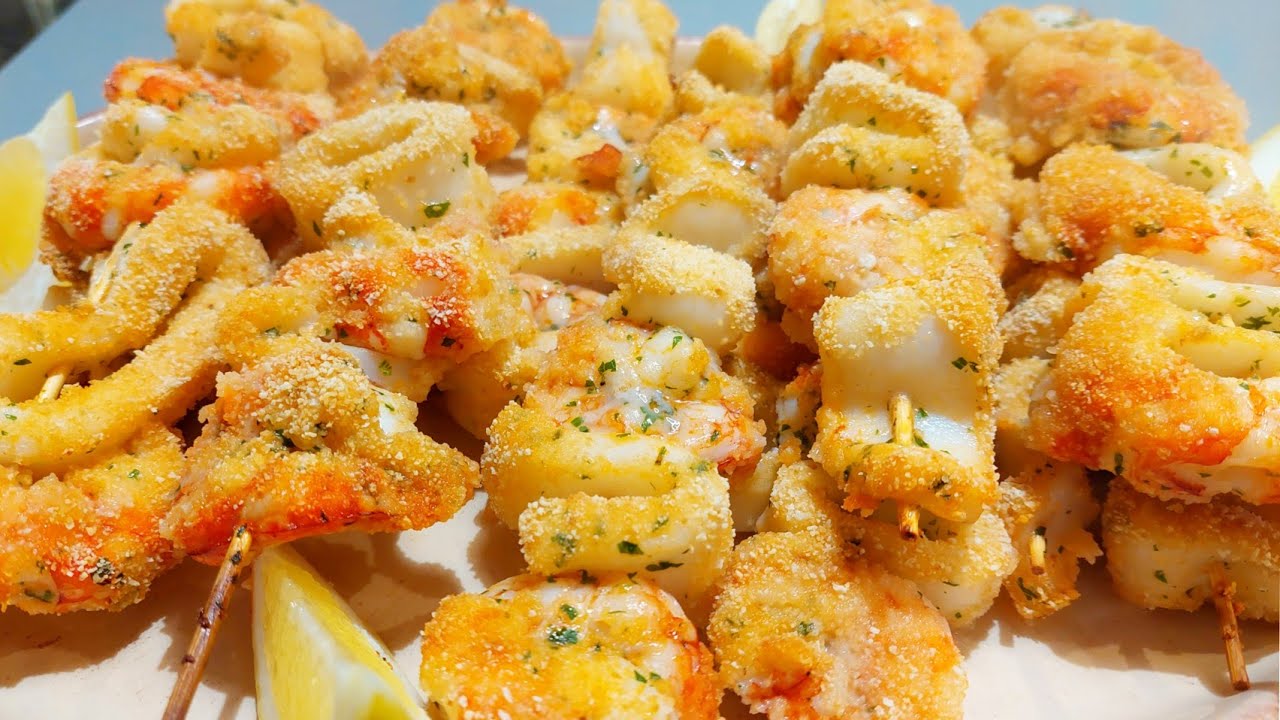 SPIEDINI DI PESCE al Forno 🍤 Gamberi e Totani - YouTube