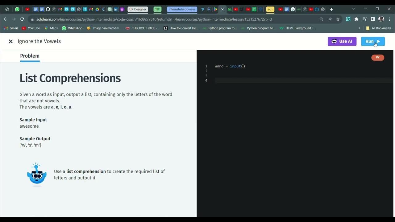 7 List Comprehensions Python Intermediate Sololearn Youtube