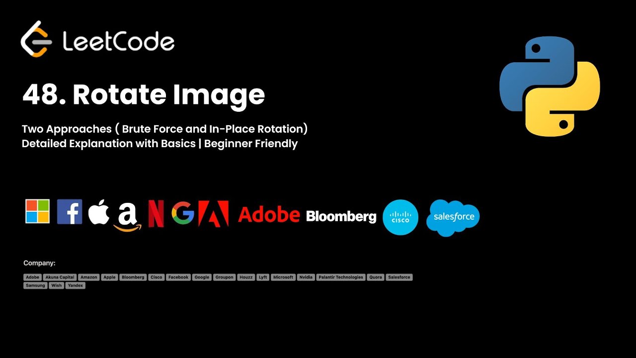 LeetCode 48: Rotate Image | Brute Force & In-Place Rotation Explained | Mastering Matrix ...