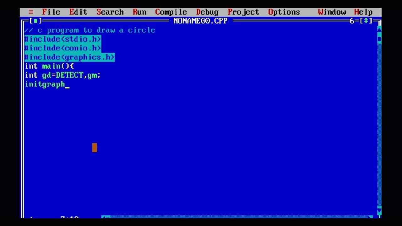 C program to draw a circle using graphics function - YouTube