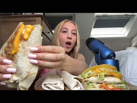 Asmr British girl eating taco bell for the first time huge mukbang 