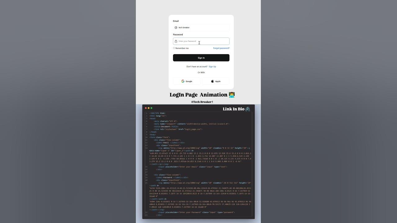 🔥 Animated Login Page | HTML, CSS & JS | Easy & Modern UI 🚀 #ytshorts #programming #webdesign # ...