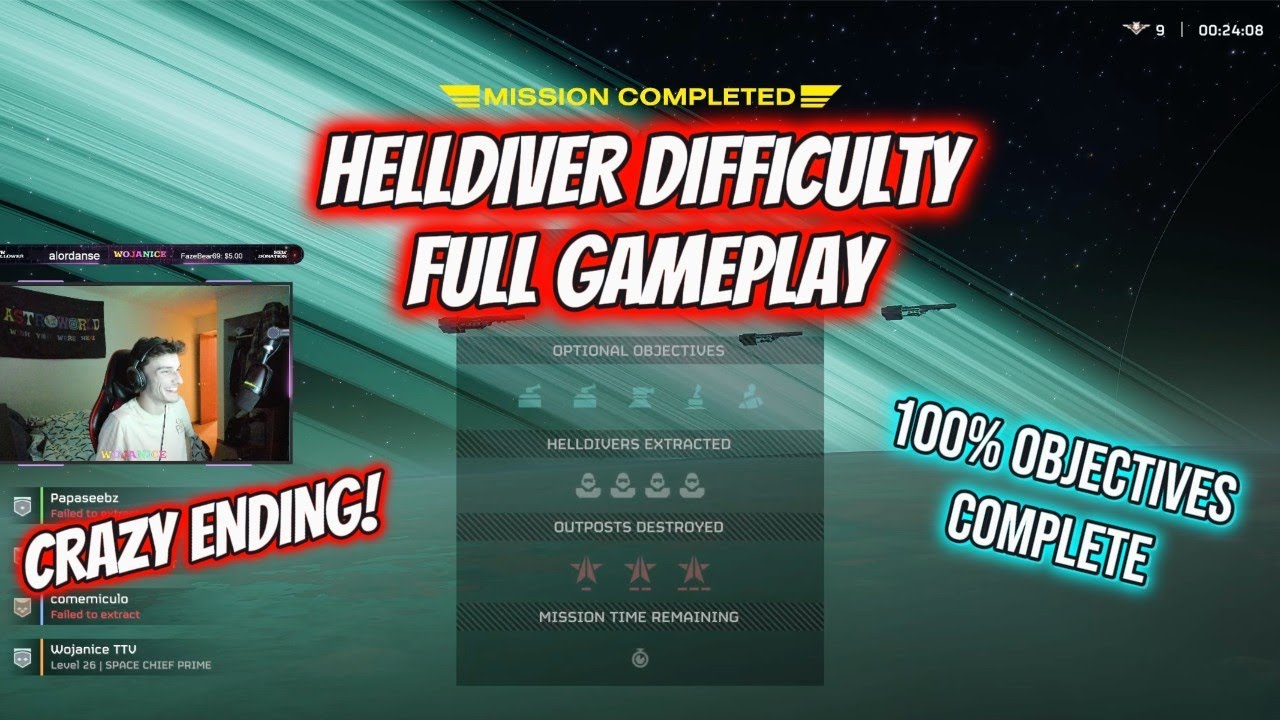 HELLDIVER DIFFICULTY 100% OBJECTIVES FULL GAMEPLAY - YouTube