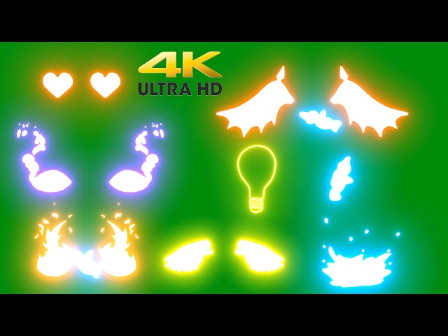 Neon Elements Green Screen ( Pack 1)
