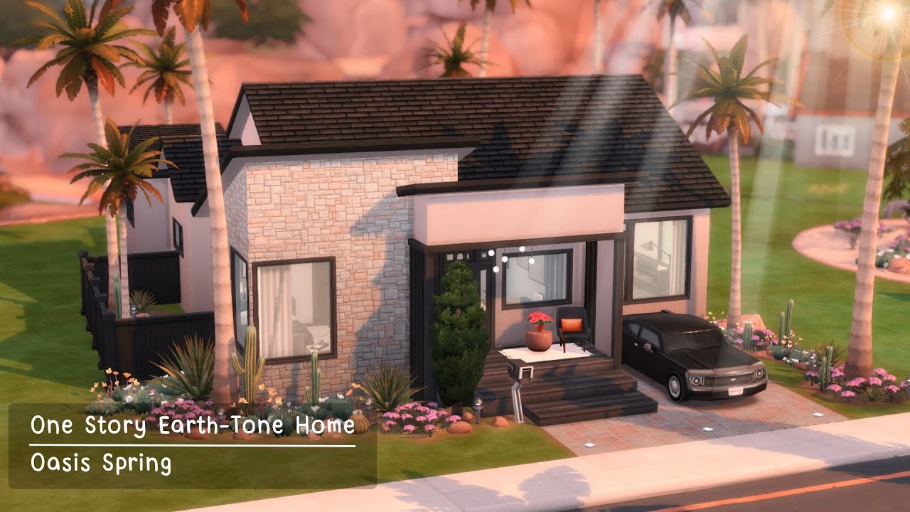 One Story Earth-Tone Home | The Sims 4 | Stop Motion Build | No CC ...