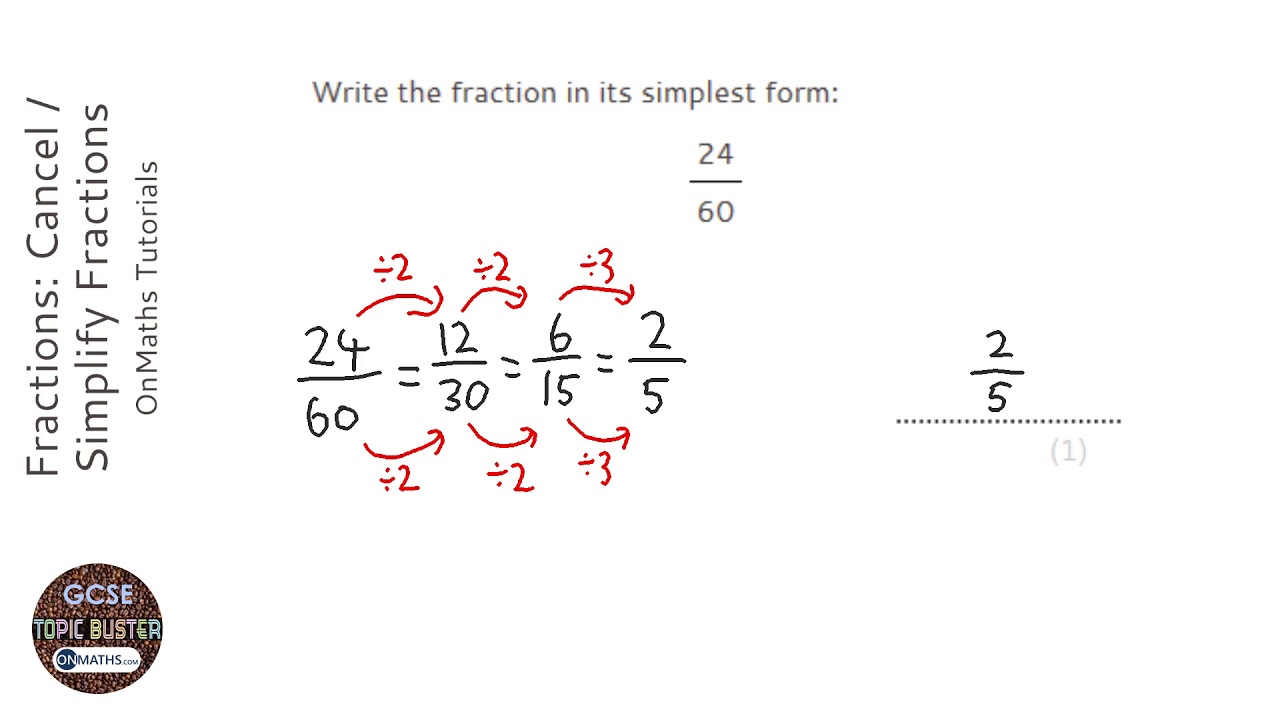 Fractions: Cancel / Simplify Fractions (Grade 1) - OnMaths GCSE Maths ...