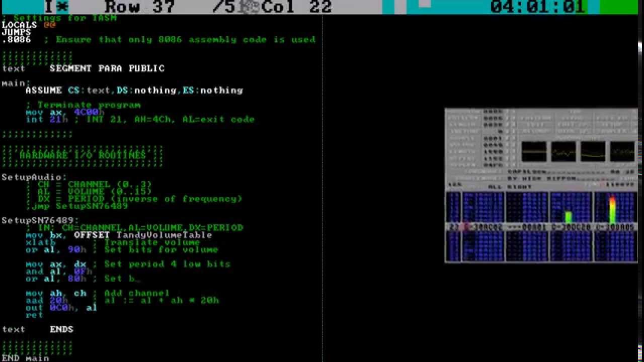 Tandy 1000 Soundchip revisited: ASM programming example - YouTube