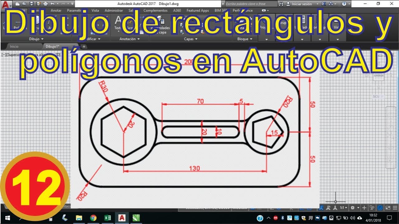 Autocad. Dibujo de rectángulos y polígonos - DESDE CERO. Video 12 ...