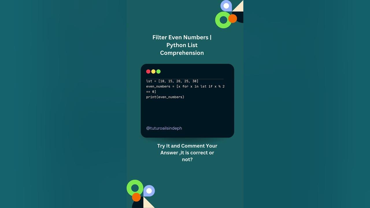 Python Tricks 33 | Filter Even Numbers | Python List Comprehension | #shorts #viral #tricks ...