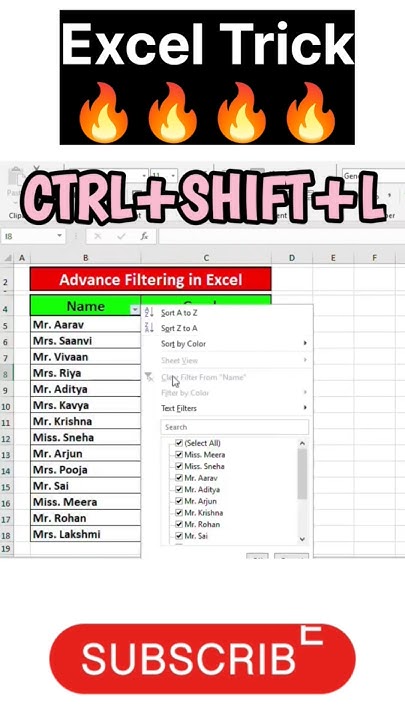 ExcelTrick😲#Advanced Filtering in Excel#excel#exceltips#exceltutorial#shorts#viral#exceltips ...