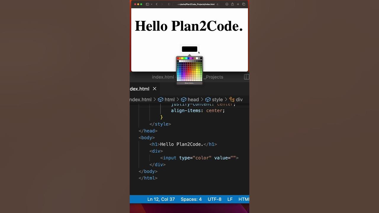 HTML Color Picker #SoftwareEngineer #HTML #Code #Programming #Coding #Plan2Code - YouTube