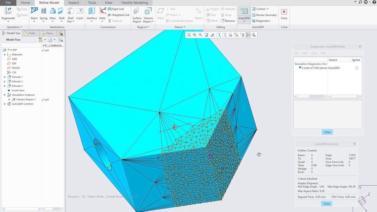 CREO FEM | Refining Local Mesh with Volume Regions - YouTube