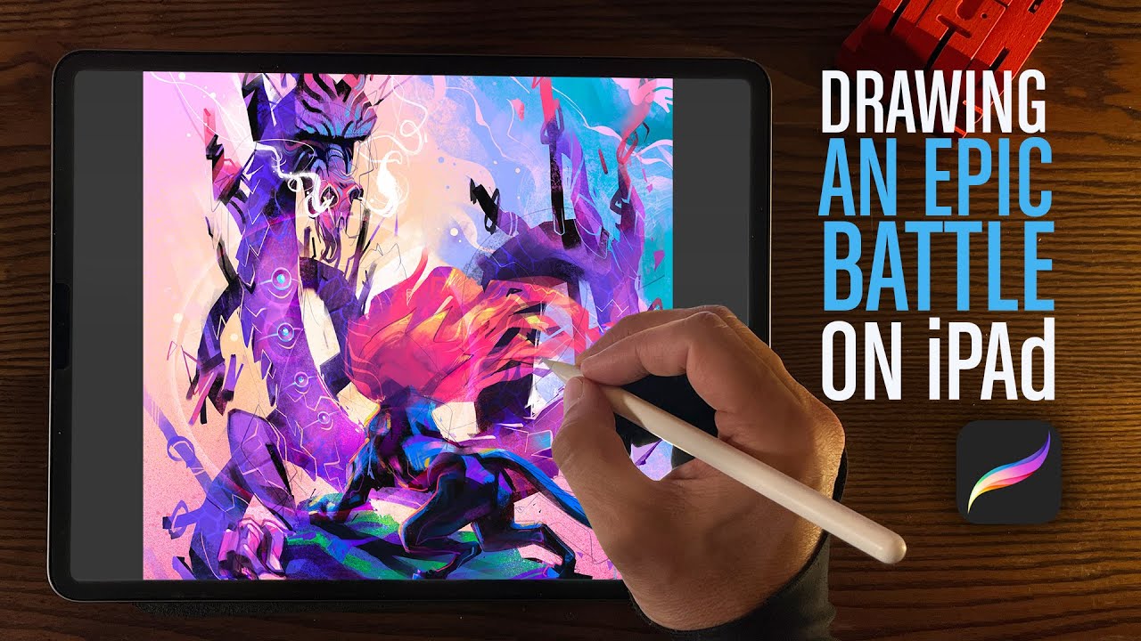 Drawing an EPIC BATTLE on iPad - How to Draw a Fantasy Illustration ...