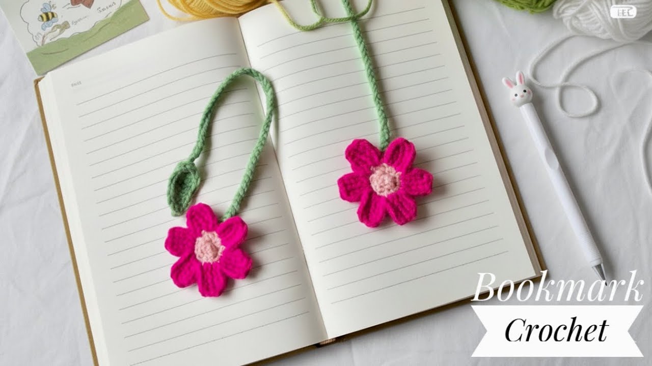 Crochet Flower Bookmark Tutorial | Easy & Aesthetic🌸 - YouTube