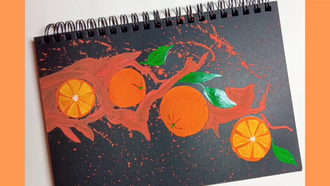 How to draw Splash Orange with poster color II #posrter_color # ...