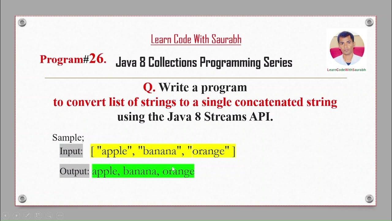 Java Interview Questions and Answers Q26 Convert List of Strings to a Single Concatenated String ...