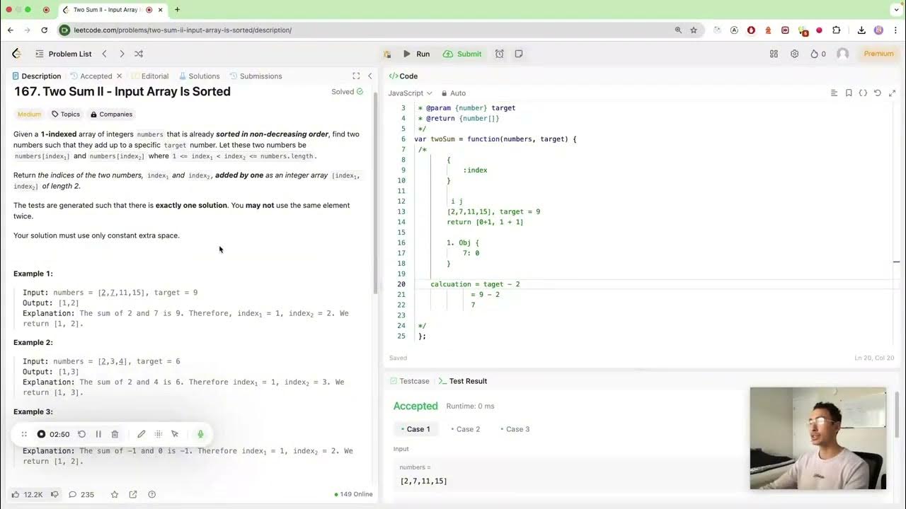 Two Sum II - Input Array Is Sorted | Master Two Pointers Algorithm | Optimised with Constant ...