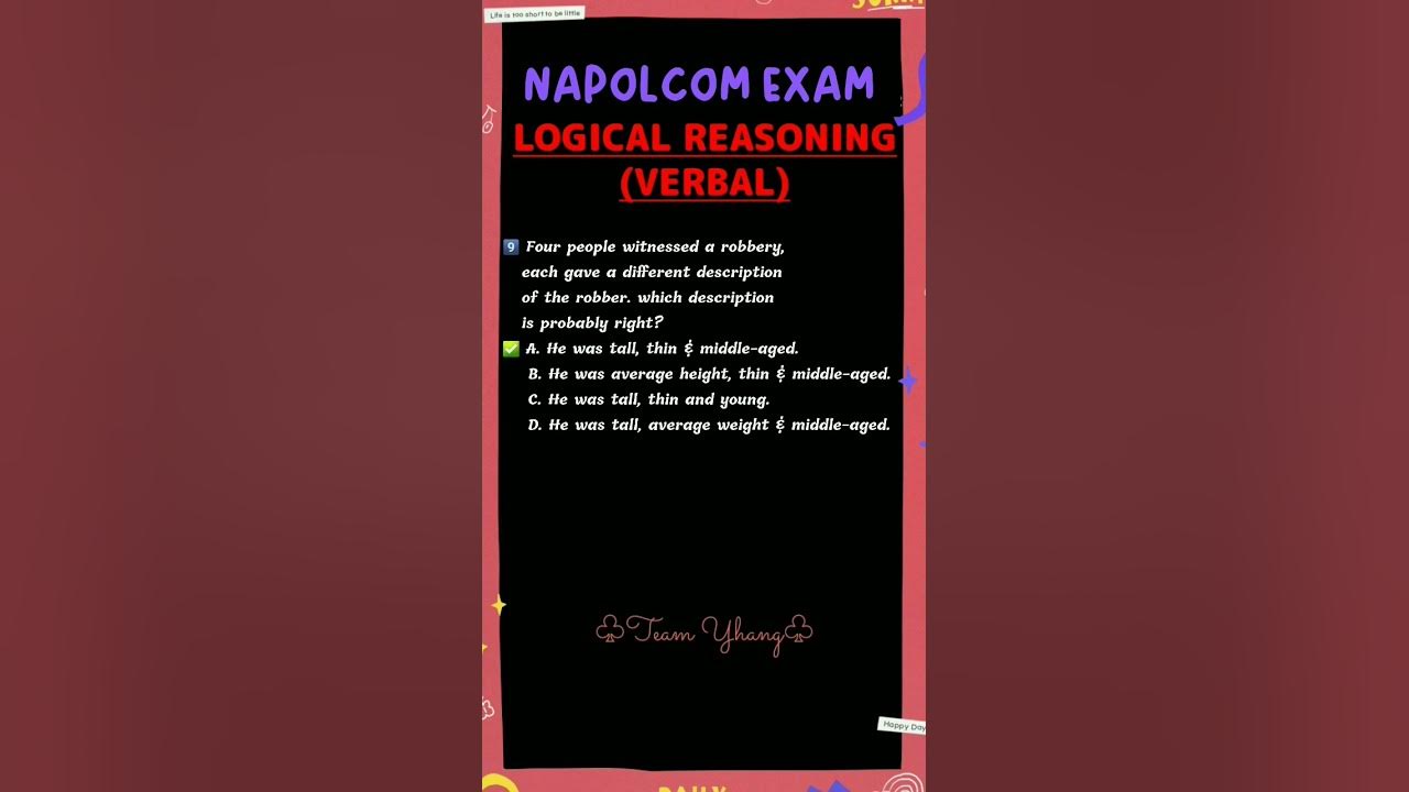 6 10 LOGICAL REASONING VERBAL NAPOLCOM EXAM PNP ENTRANCE EXAM 6-10-logical-reasoning-verbal-napolcom-exam-pnp-entrance-exam
