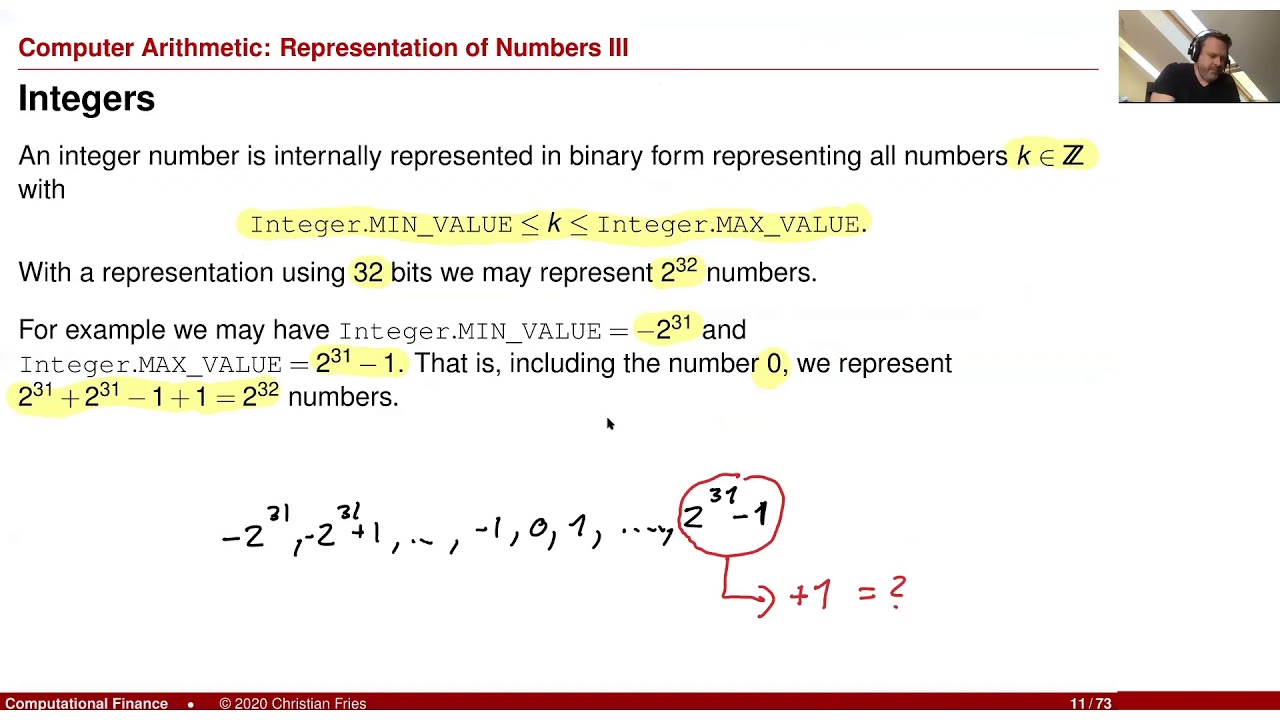 Lecture Computational Finance Numerical Methods 01 Computer Arithmetic 12 Integers Ieee
