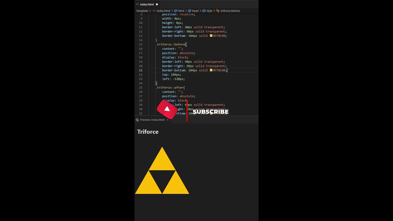 Triforce Zelda Using Html And Css Tutorial For Beginners Using Vscode Ide Shorts Coding Youtube 1784
