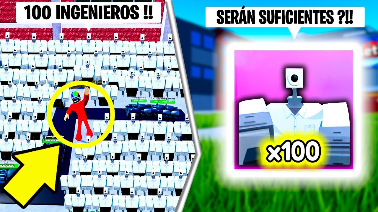 Sólo 100 Engineer Cameraman en el Mapa !! Ganaremos ?! RETOS Roblox ...