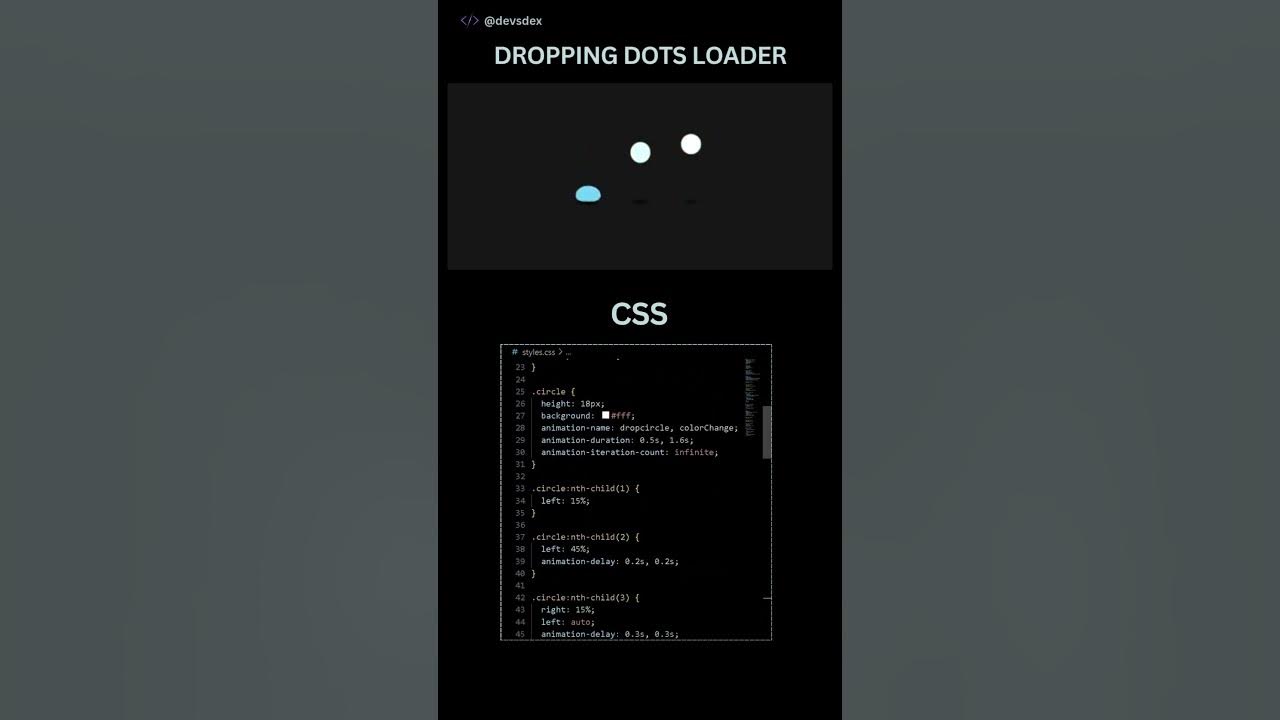 Dropping dots page loader animation with HTML & CSS - Part 3 #codeshorts #coding #cssanimation ...