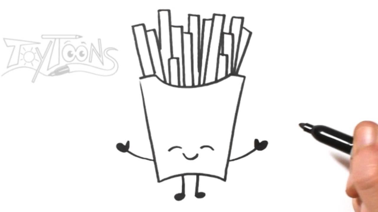 How to Draw Cute French Fries | Step by Step Drawing - YouTube