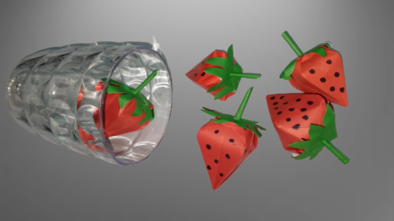 Paper strawberry| Easy strawberry Origami |DIY paper strawberry | paper ...