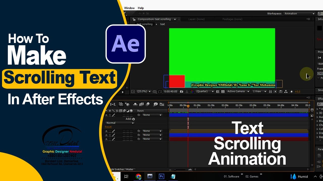 How to make scrolling text In After Effect #graphicdesign # ...
