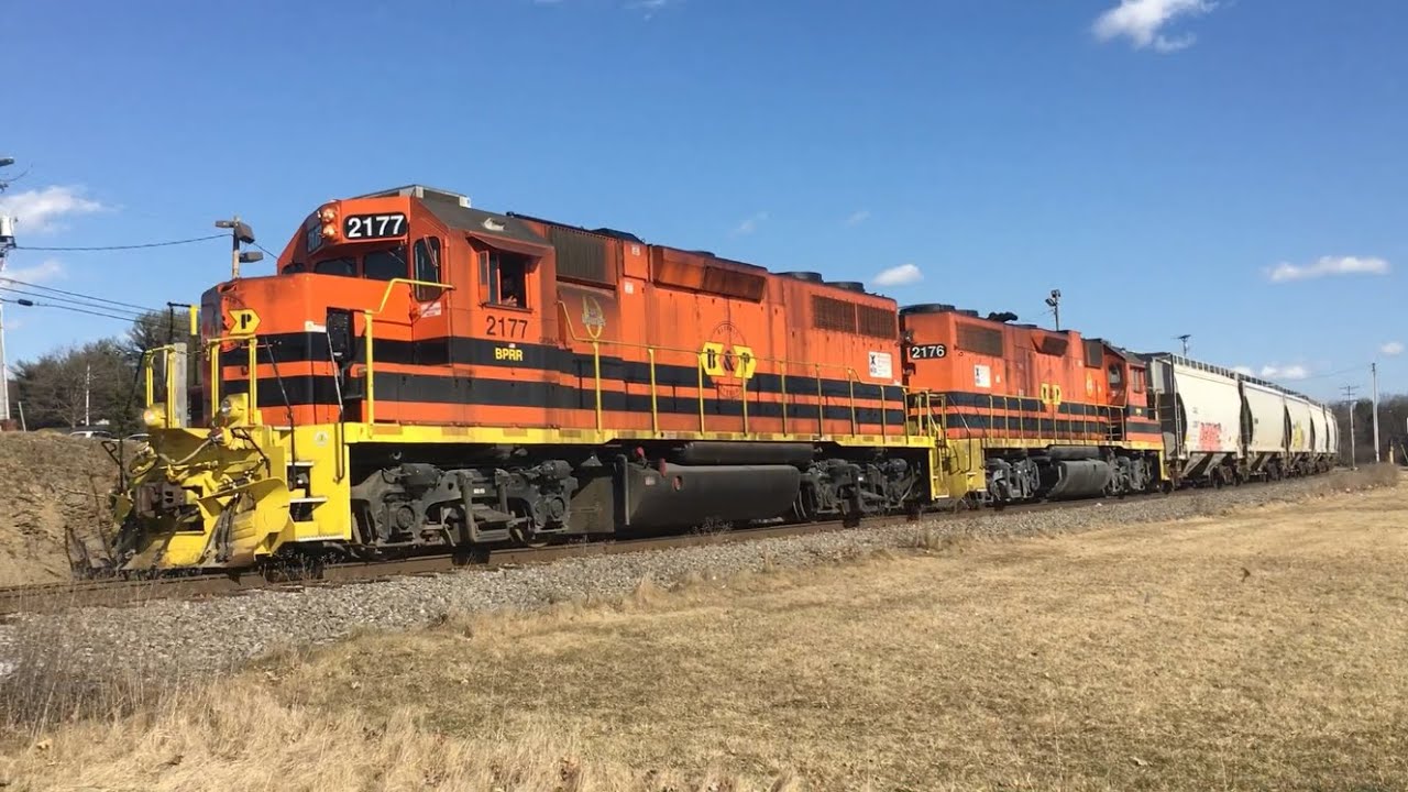 Buffalo & Pittsburgh GP38-2s and Hopper Consist - Trainspotting - Dubois, PA (2-21-23) - YouTube