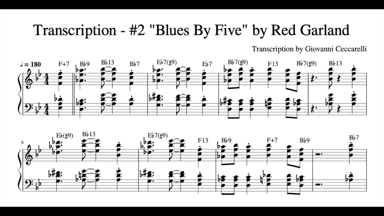 Transcription - #2 "Blues By Five" by Red Garland - YouTube