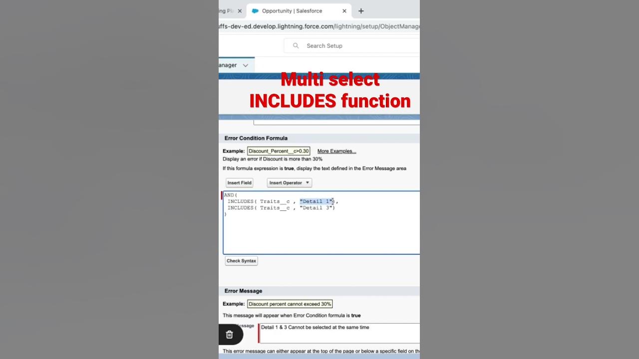 How To Use The Includes Function For Multi Select Pick List Fields Shorts Salesforce Youtube