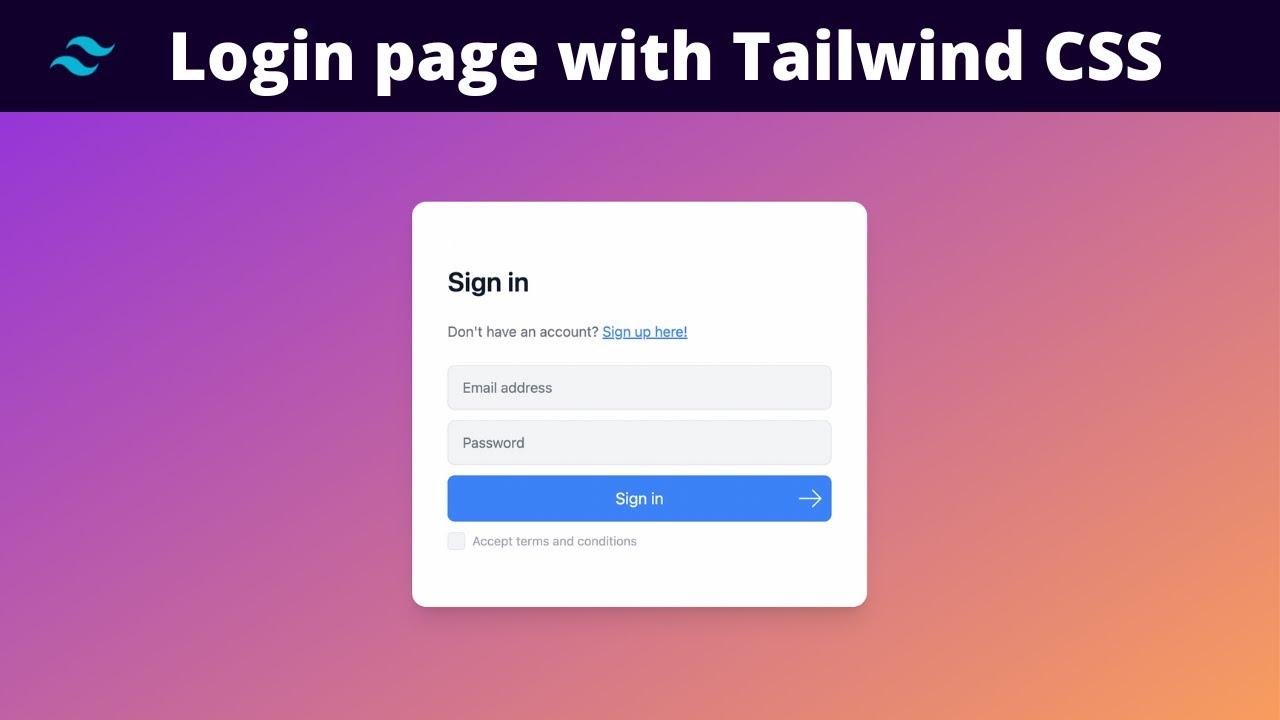 Login Page with Tailwind CSS (HTML & CSS) - YouTube