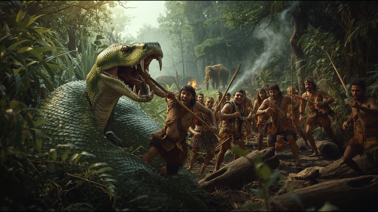 Prehistoric Humans Face Death: Sudden Python Attack and Survival Hunt ...